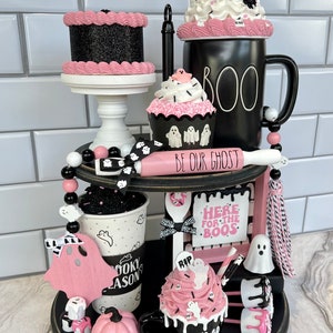 Pink Ghost Halloween Beaded Garland | Retro Halloween Garland | Pink ...