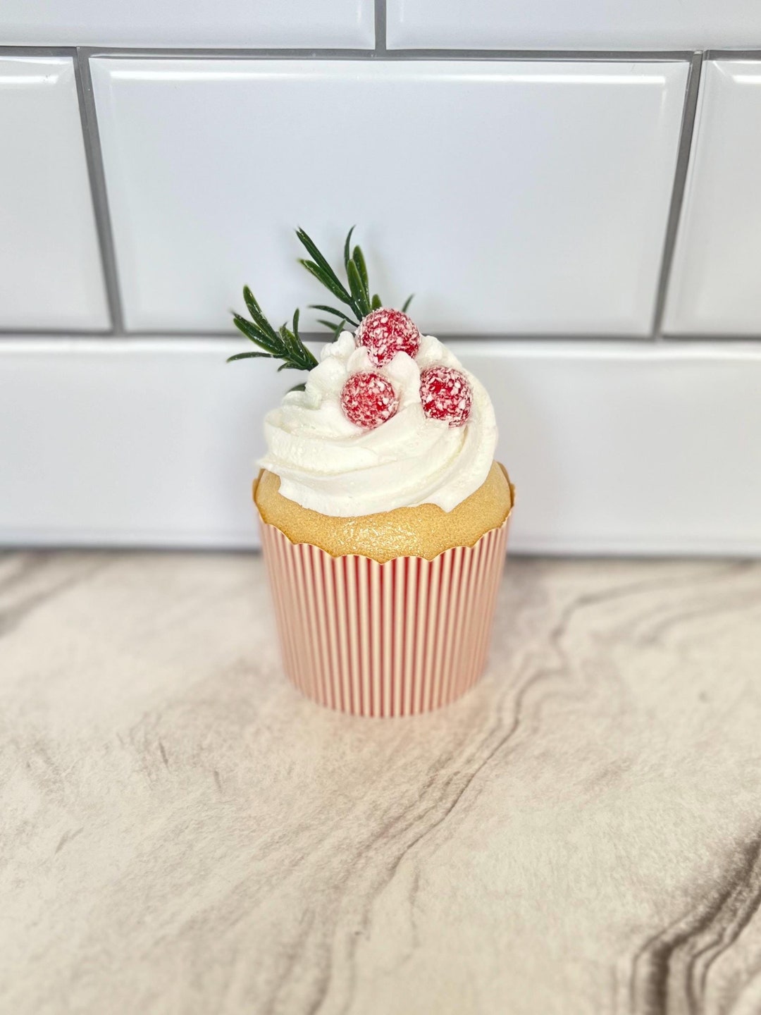 Faux Christmas Cranberry Cupcake: Winter Christmas Tiered Tray Decor - Etsy