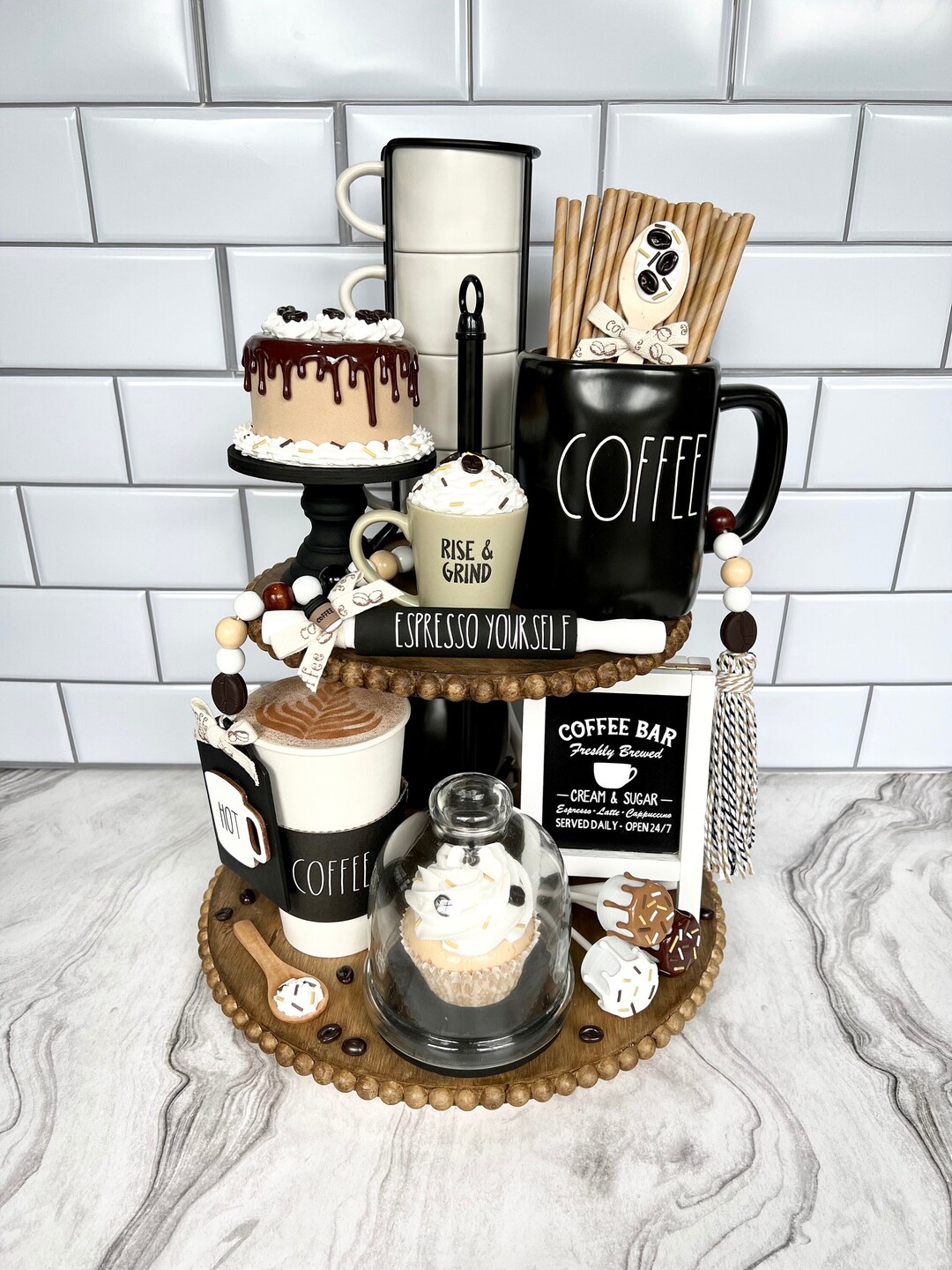 Coffee Bar Tiered Tray Bundle Coffee Tiered Tray Décor Coffee Bar Decor ...