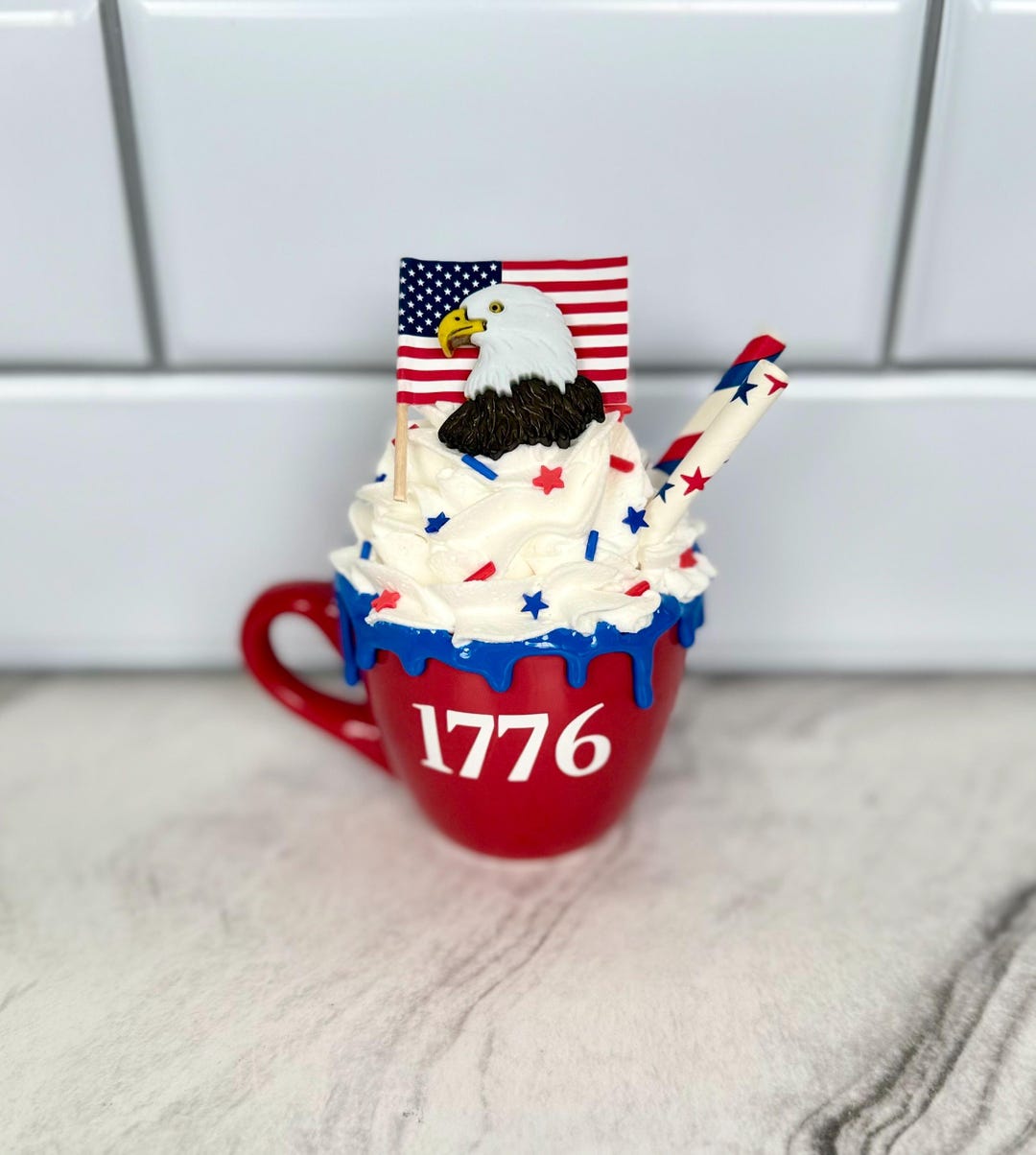 Small Patriotic Mug | Americana Tiered Tray Decor - Etsy