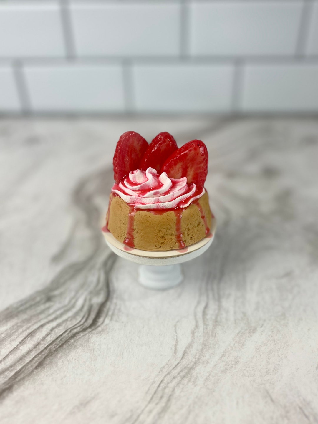 Realistic Fake Strawberry Shortcake | Individual Sized Faux Strawbery ...
