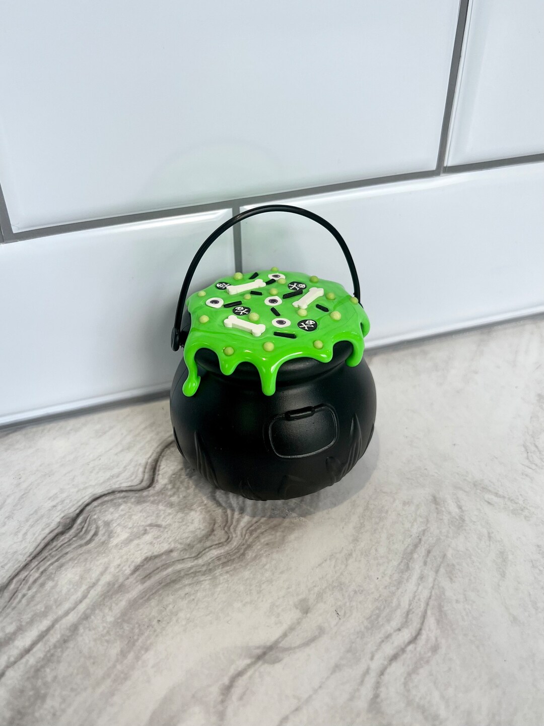 Mini Cauldron With Fake Green Drizzle | Witchy Halloween Tiered Tray ...