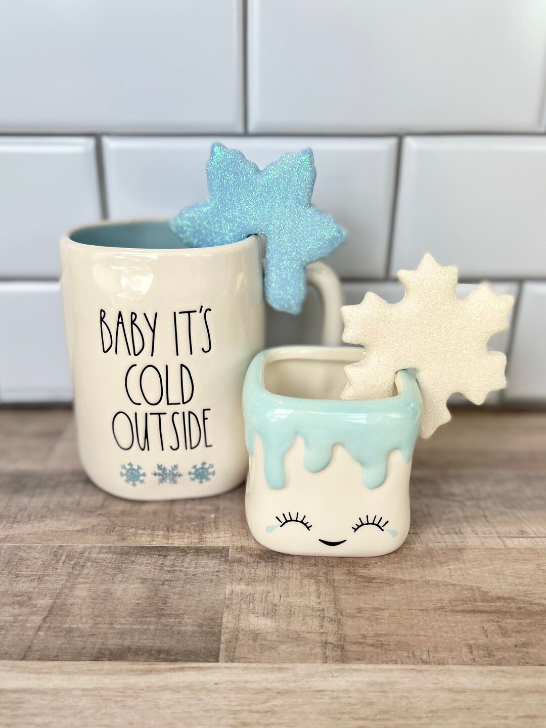 Snowflake Mug Hugger Faux Sugar Cookie Mug Hanger Winter Tiered Tray ...