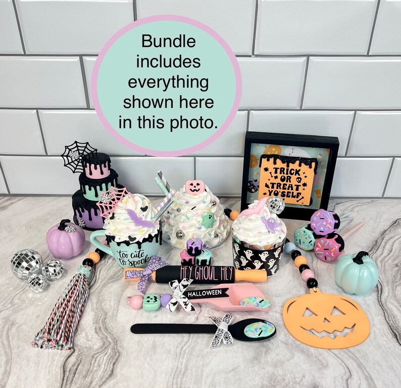 Pastel Halloween Tiered Tray Decor Bundle | Spooky Sweet Halloween ...