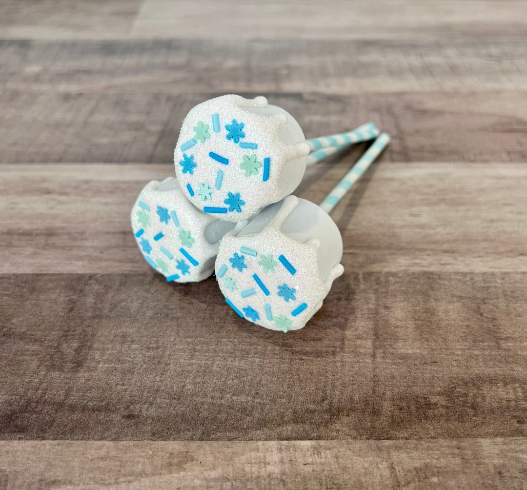 Faux Snowflake Marshmallows on Sticks (set of 3) | Winter Tiered Tray ...