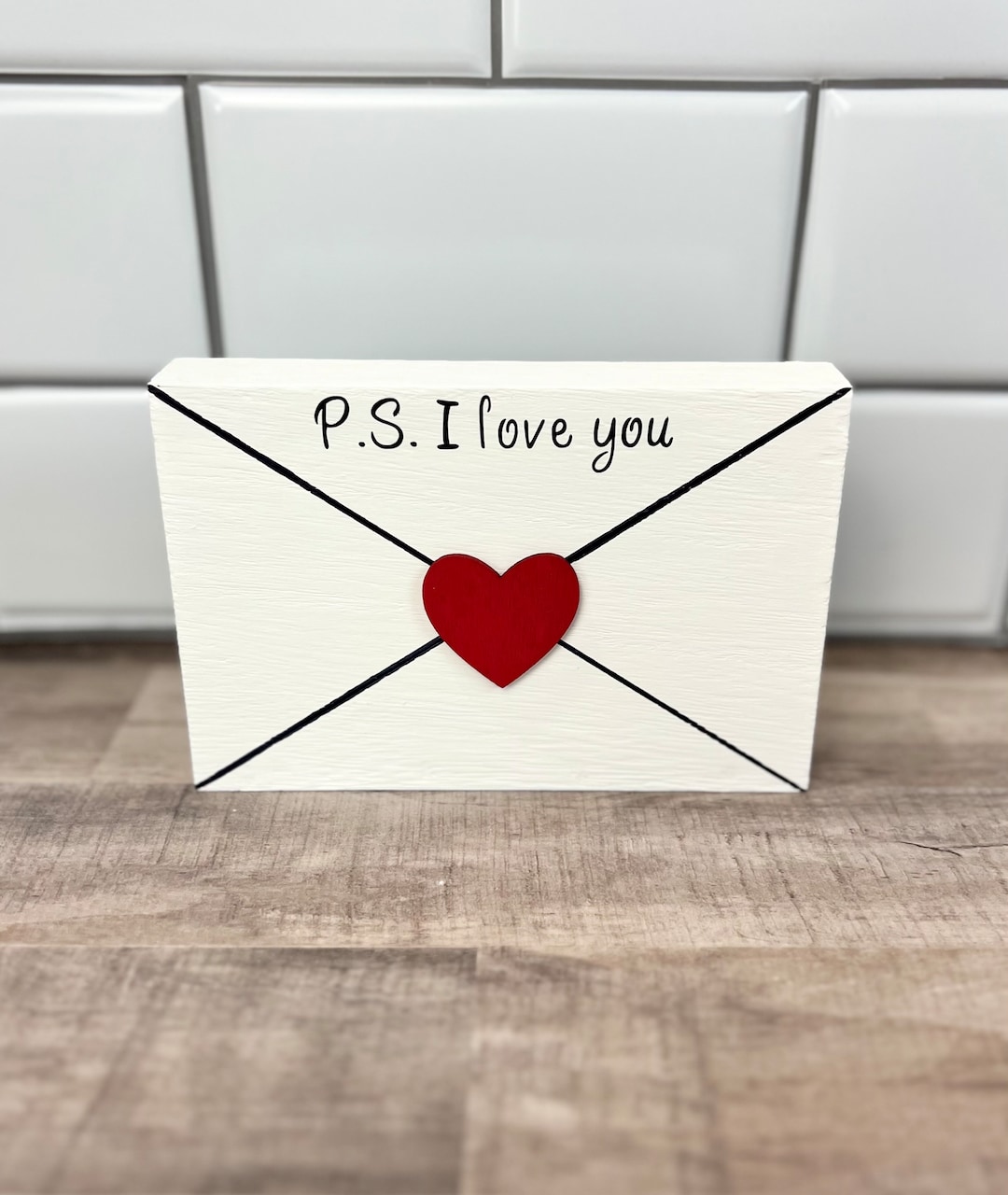 P.S. I Love You Envelope Wooden Sign | Love Letter Tiered Tray Décor ...