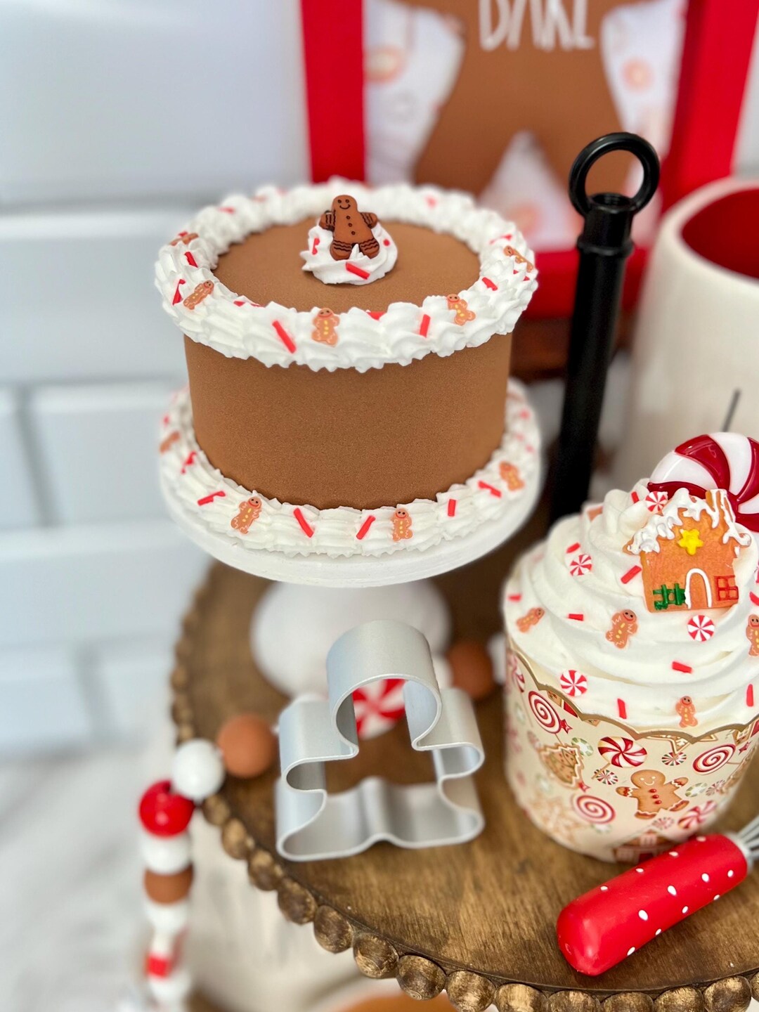 Small Fake Gingerbread Man Cake | Fake Christmas Cake | Faux ...