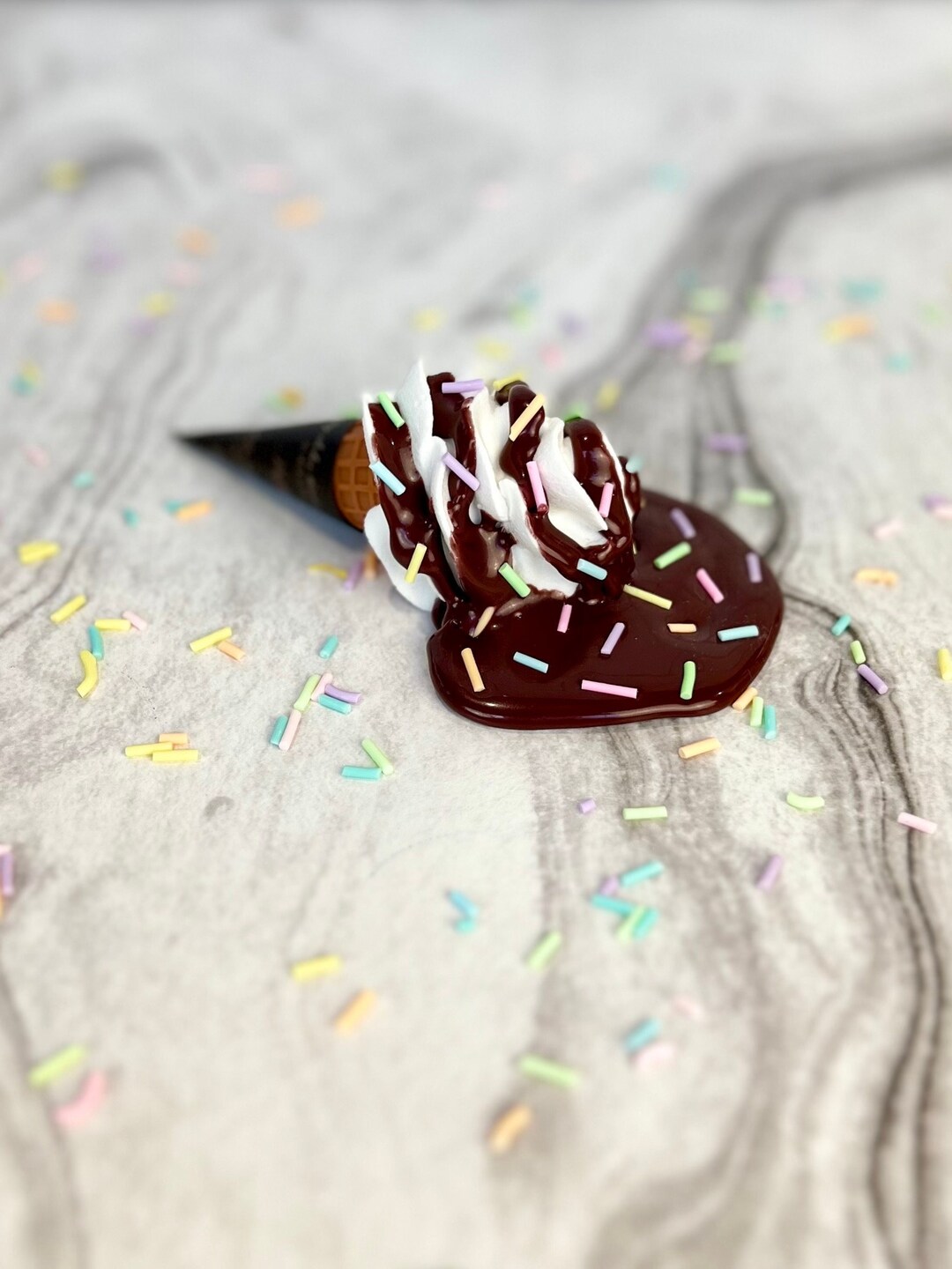 Small Fake Melted Ice Cream Cone | Faux Ice Cream Cone | Summer Tiered ...