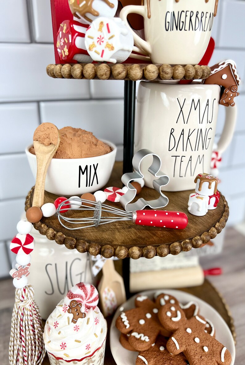 Gingerbread Tiered Tray Decor Bundle | Faux Christmas Baking Display - Etsy