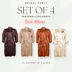 Set of 4 Robes, Bridesmaid Robe Set of 4, Personalized Robes, 26 Colors ...