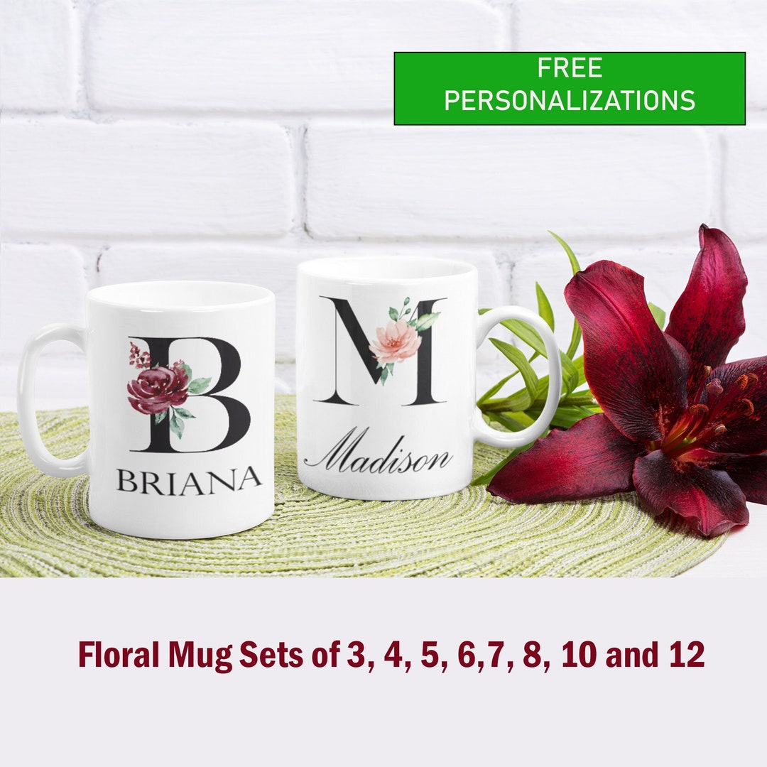 Personalized Mug Sets of 3, 4, 5, 6, 7, 8, 9, 10, 12, 15 | Coffee Mugs ...