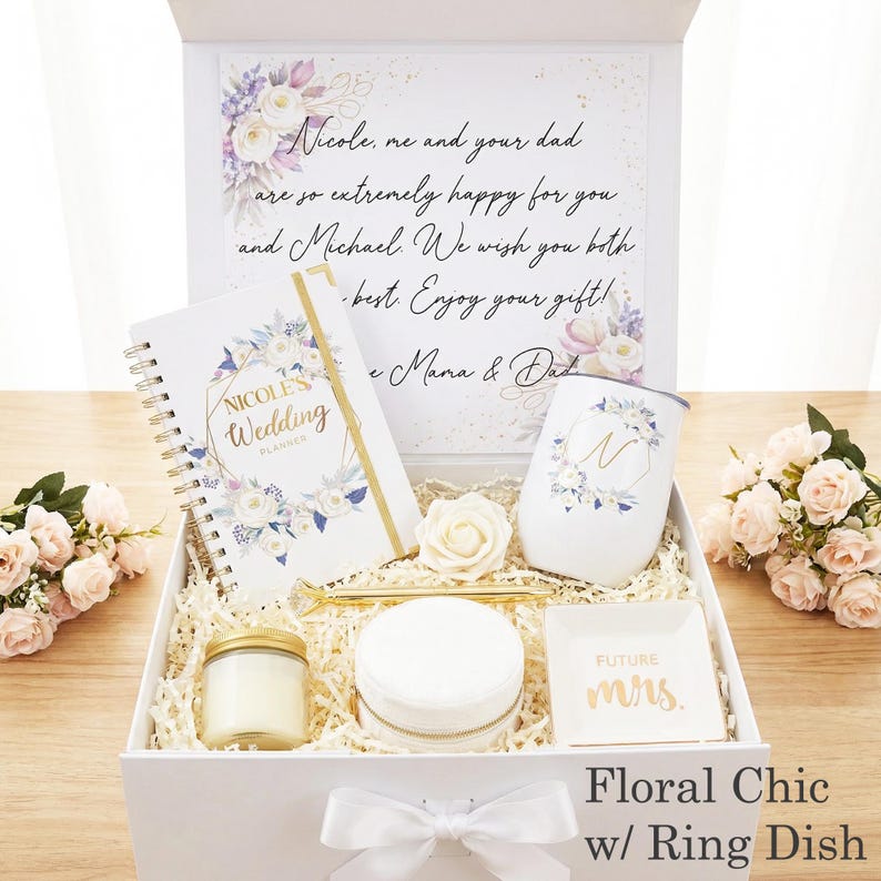 Custom Engagement Gift Set for Her With Wedding Planner, Ring Dish ...