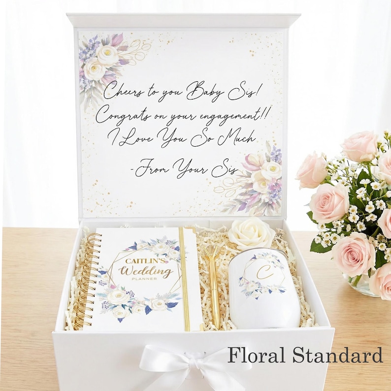 Custom Engagement Gift Set for Her With Wedding Planner, Ring Dish ...