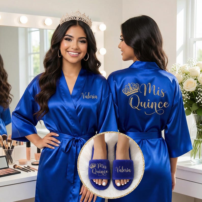Personalized Quinceanera Gift Box, Royal Blue Mis Quince Robe and ...