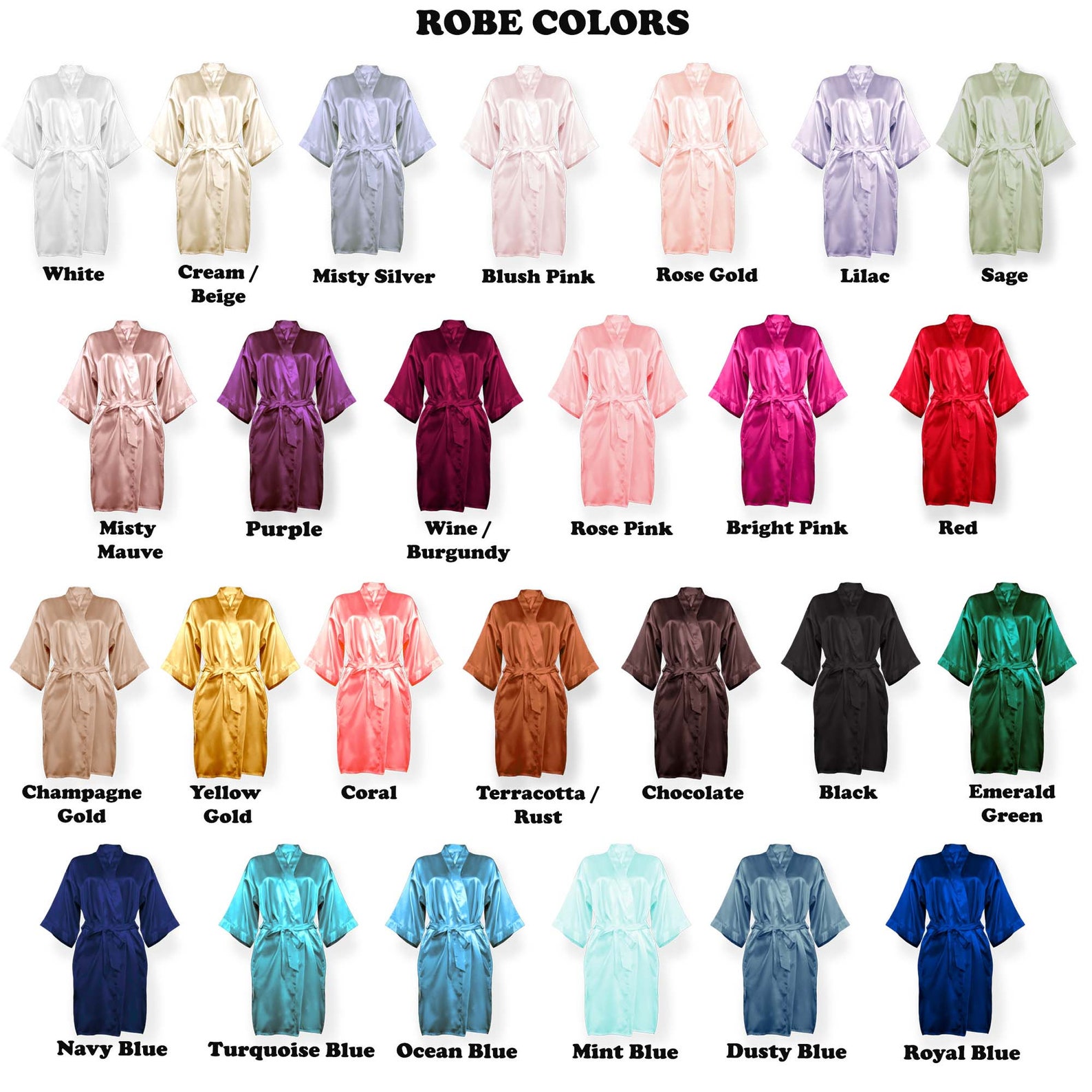 Bulk Robe Set of 10, All Inclusive Sizing, Personalized Robes, 26 ...