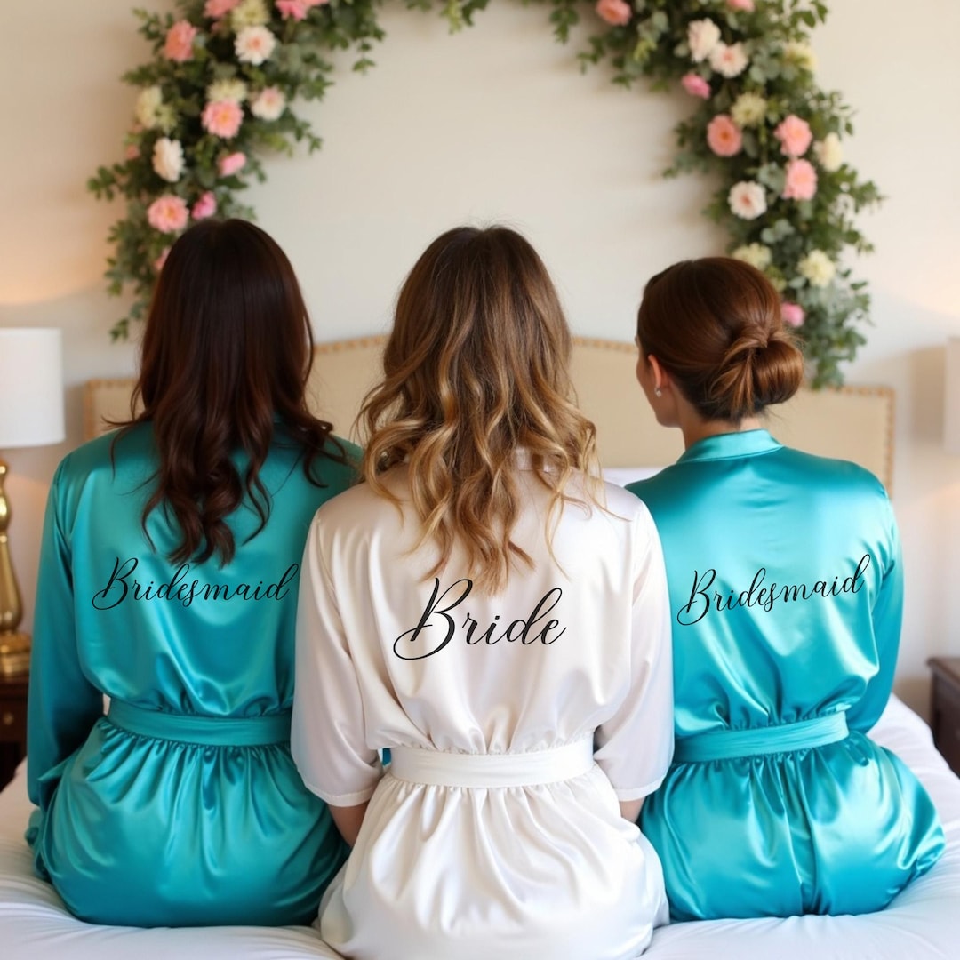 Rush Order Bride Robe & Bridesmaid Robes, Personalized Satin Robes for ...