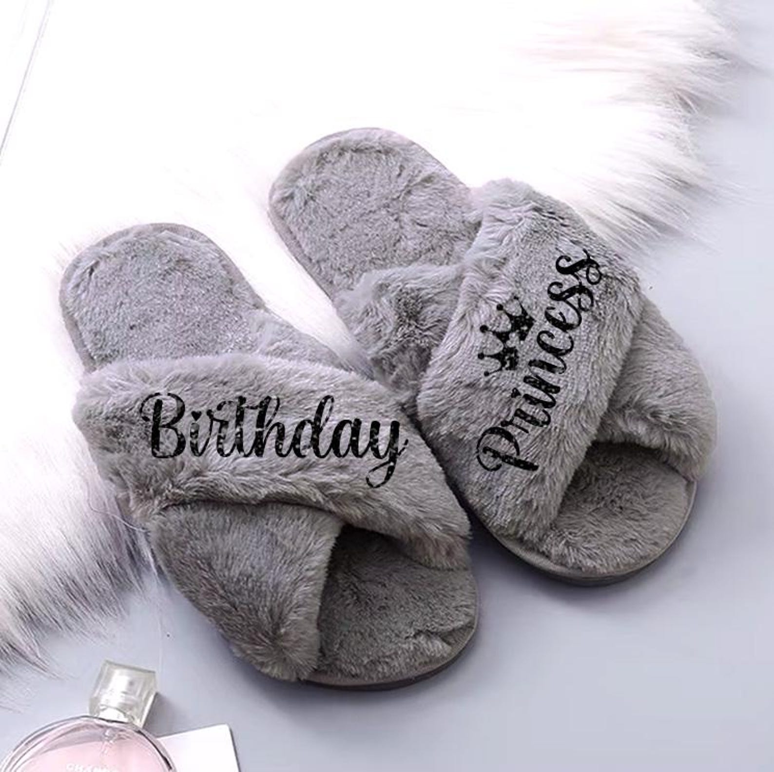 Girls Fuzzy Slippers: Birthday Princess Slumber Party Gift - Etsy
