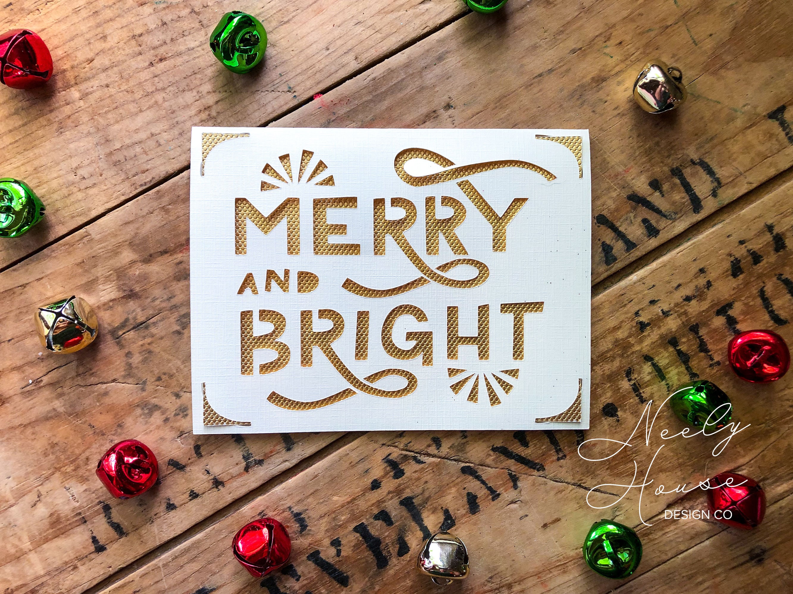 Merry and Bright Holiday Card SVG Cricut Christmas Card SVG | Etsy