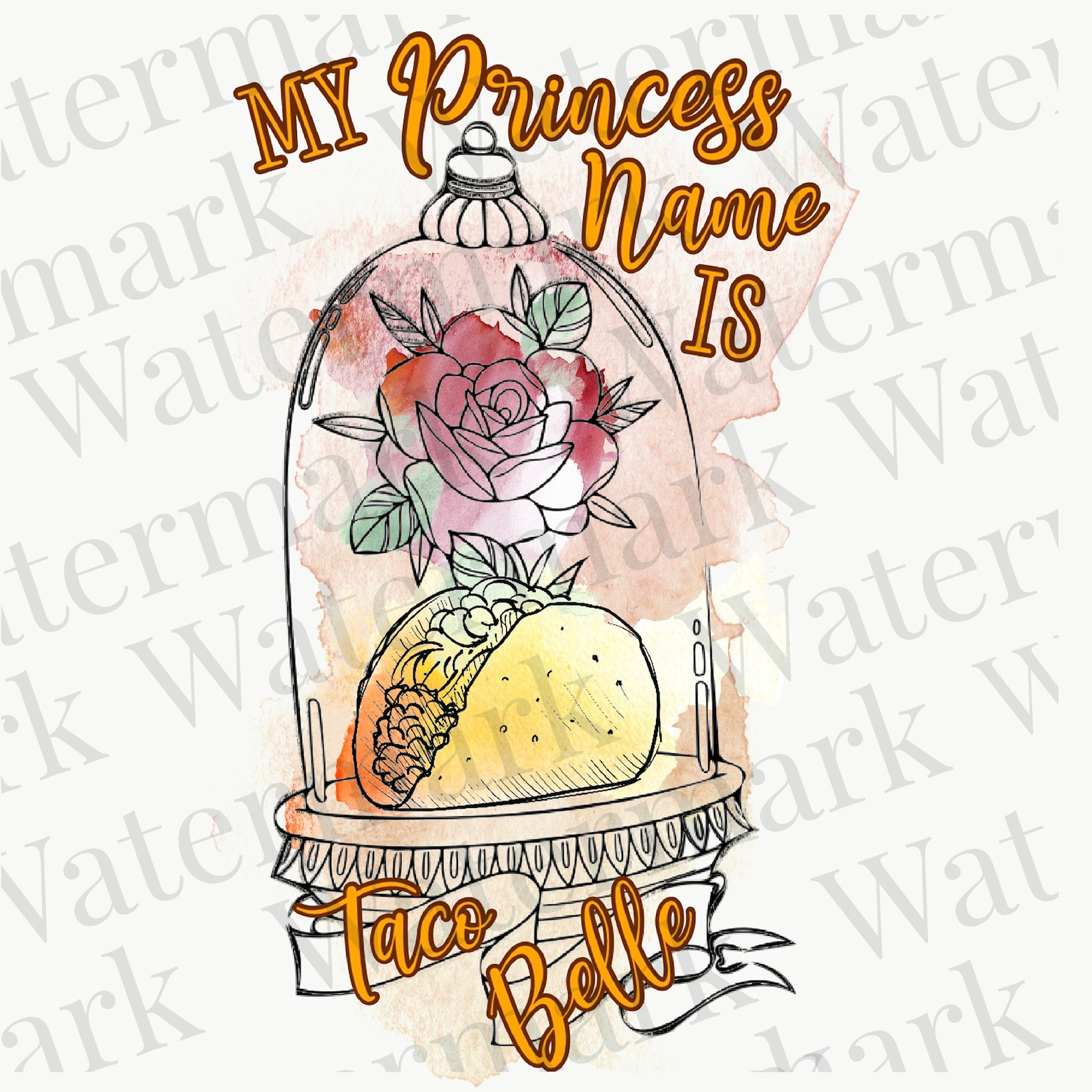 Taco Belle Princess Name Watercolor Sublimation PRINTABLE - Etsy