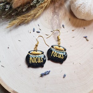 Hocus Pocus Witches Cauldron Clay Dangle Earrings | Hypoallergenic ...