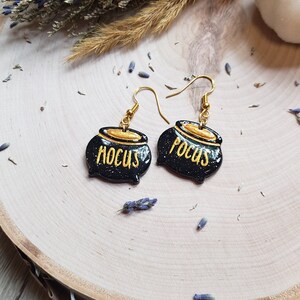 Hocus Pocus Witches Cauldron Clay Dangle Earrings | Hypoallergenic ...
