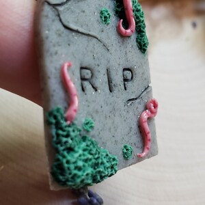 Spooky RIP Gravestone Tombstone Worm Halloween Clay Dangle Earrings ...