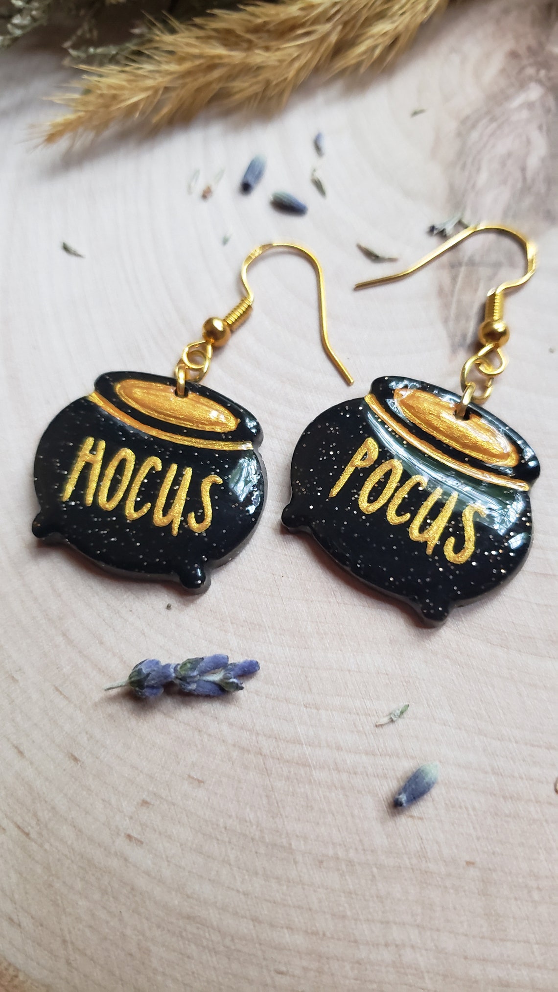 Hocus Pocus Witches Cauldron Clay Dangle Earrings | Hypoallergenic ...