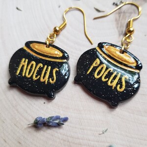 Hocus Pocus Witches Cauldron Clay Dangle Earrings | Hypoallergenic ...
