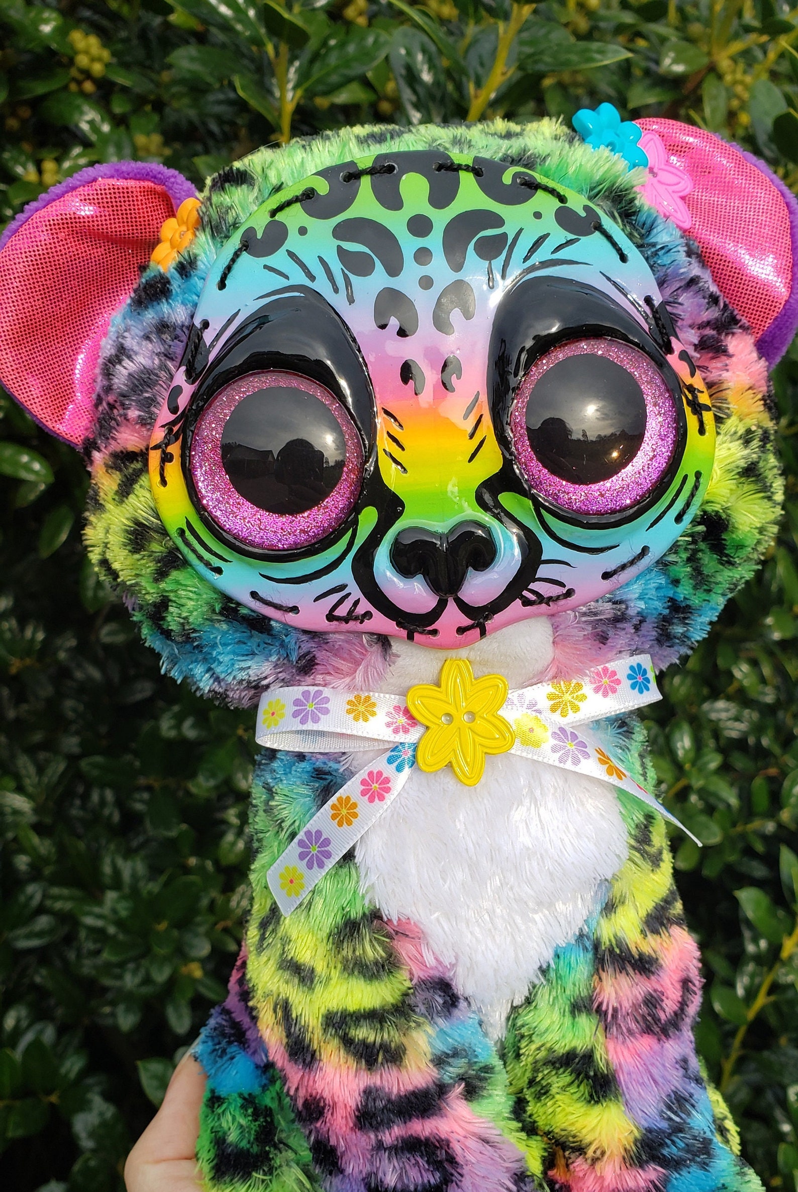 Clay Face Rainbow Cheetah Upcycled Plush - Etsy