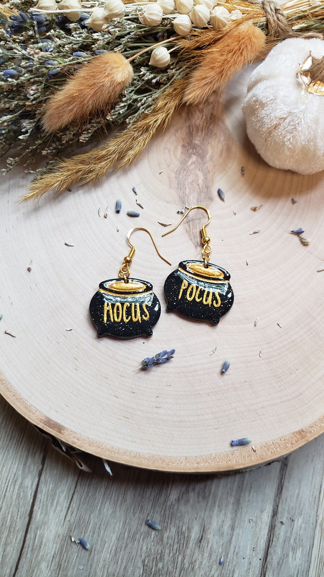 Hocus Pocus Witches Cauldron Clay Dangle Earrings | Hypoallergenic ...