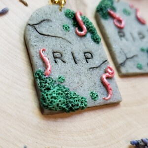 Spooky RIP Gravestone Tombstone Worm Halloween Clay Dangle Earrings ...