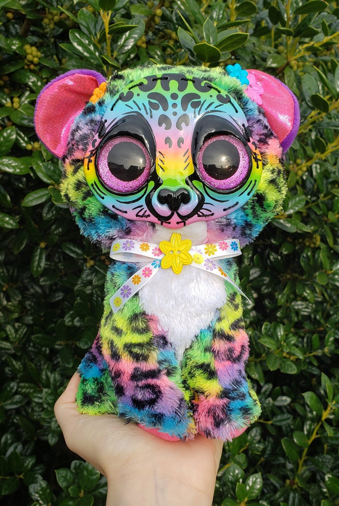 Clay Face Rainbow Cheetah Upcycled Plush - Etsy