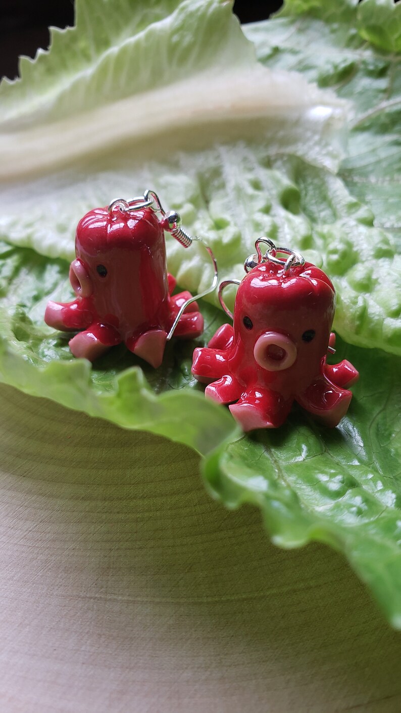 Hot Dog Octopus Bento Box Clay Food Dangle Earrings | Hypoallergenic ...