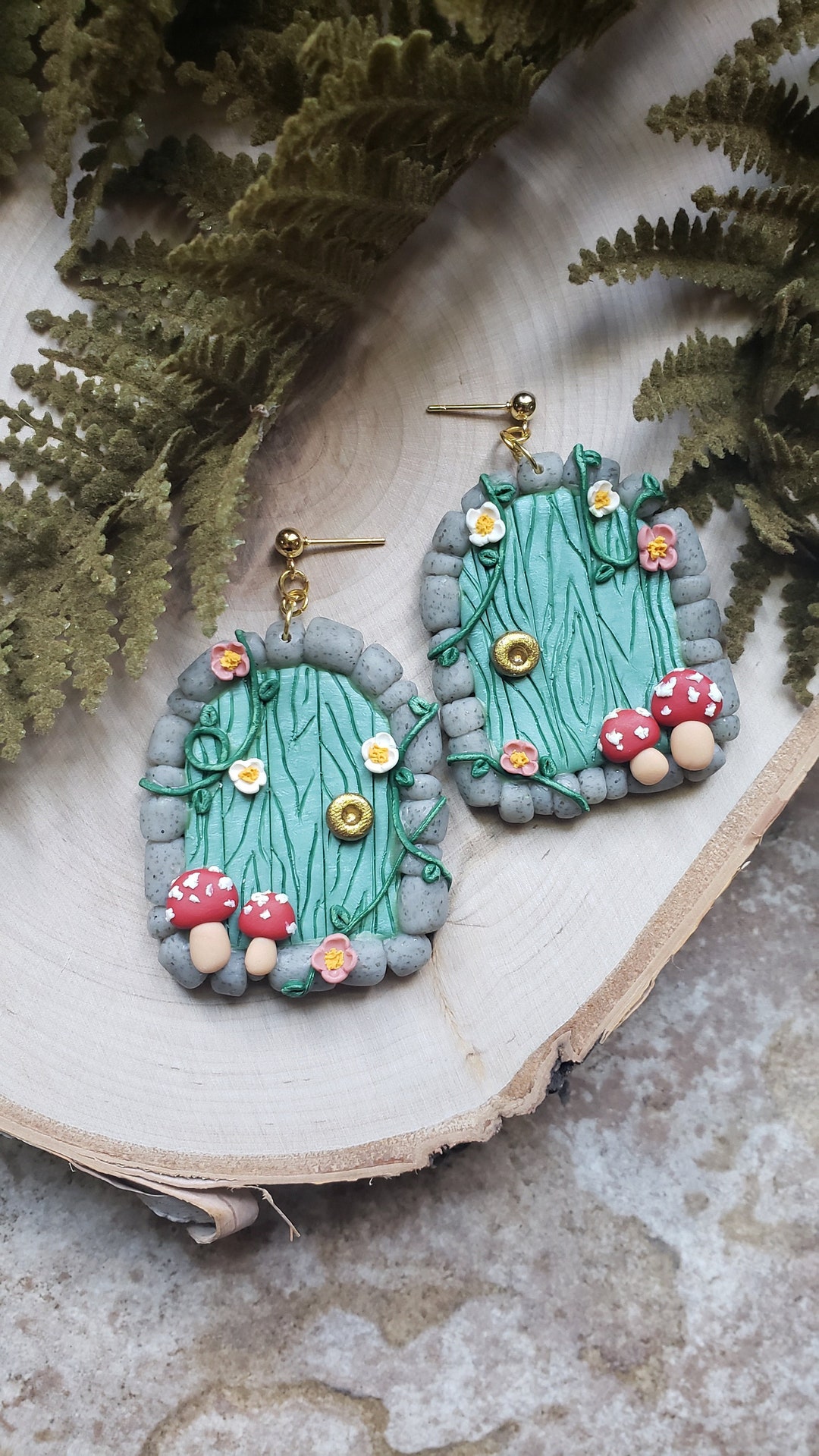 Fairy Door Fantasy Whimsical Fae Cottagecore Clay Dangle Earrings ...