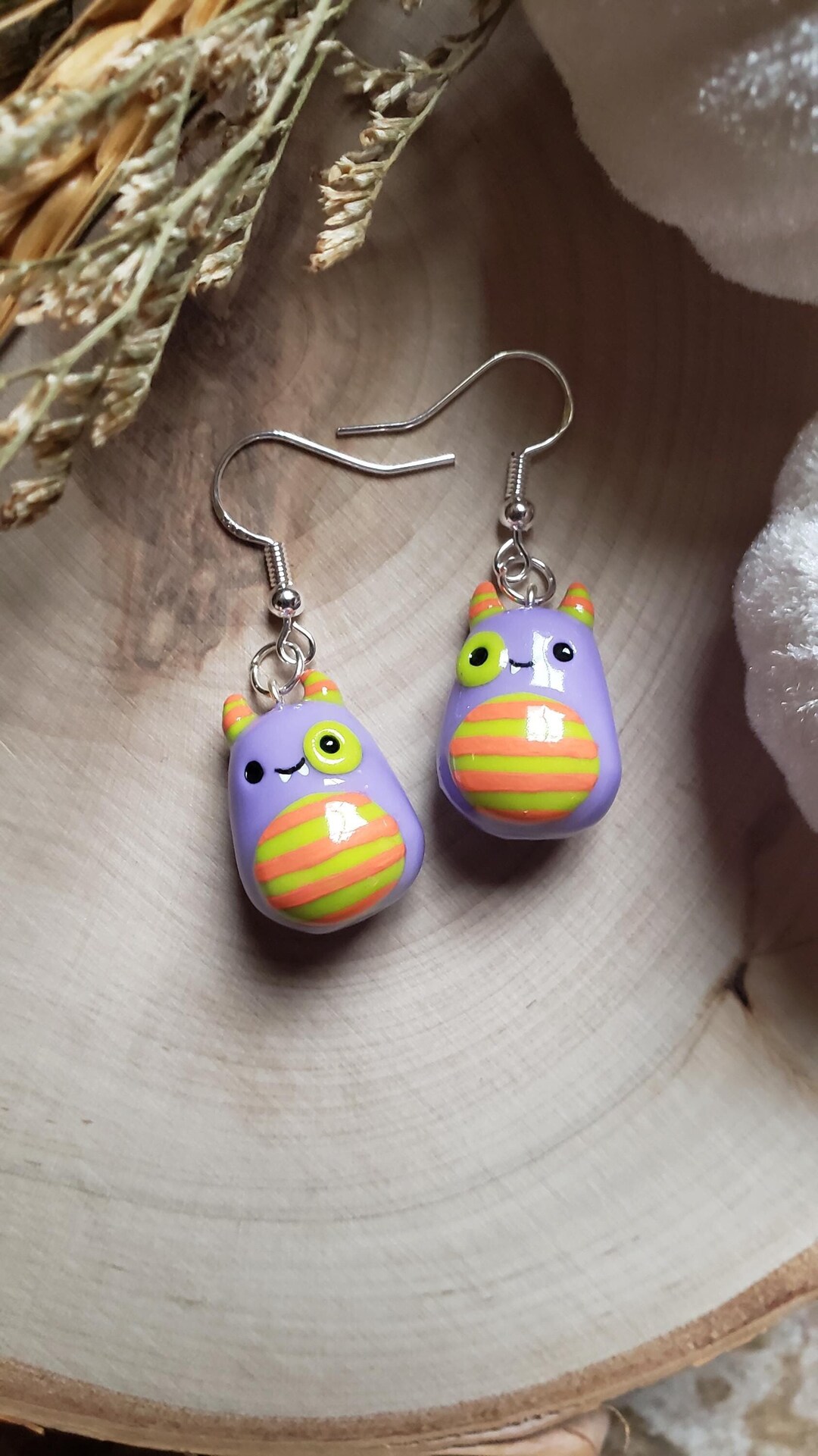 Marvin the Monster Halloween Squish Clay Dangle Earrings Hypoallergenic ...