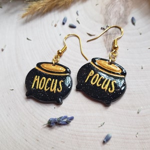 Hocus Pocus Witches Cauldron Clay Dangle Earrings | Hypoallergenic ...