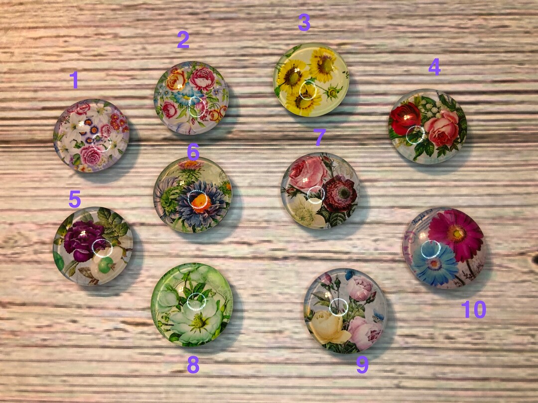 Glass Flower Cover Minder/refrigerator Magnet/needle Minder - Etsy