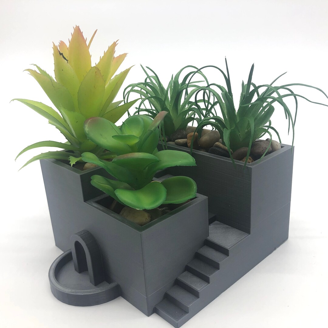 Large Planter Architecture Series Modern House, 3D Printed, 3-slot ...