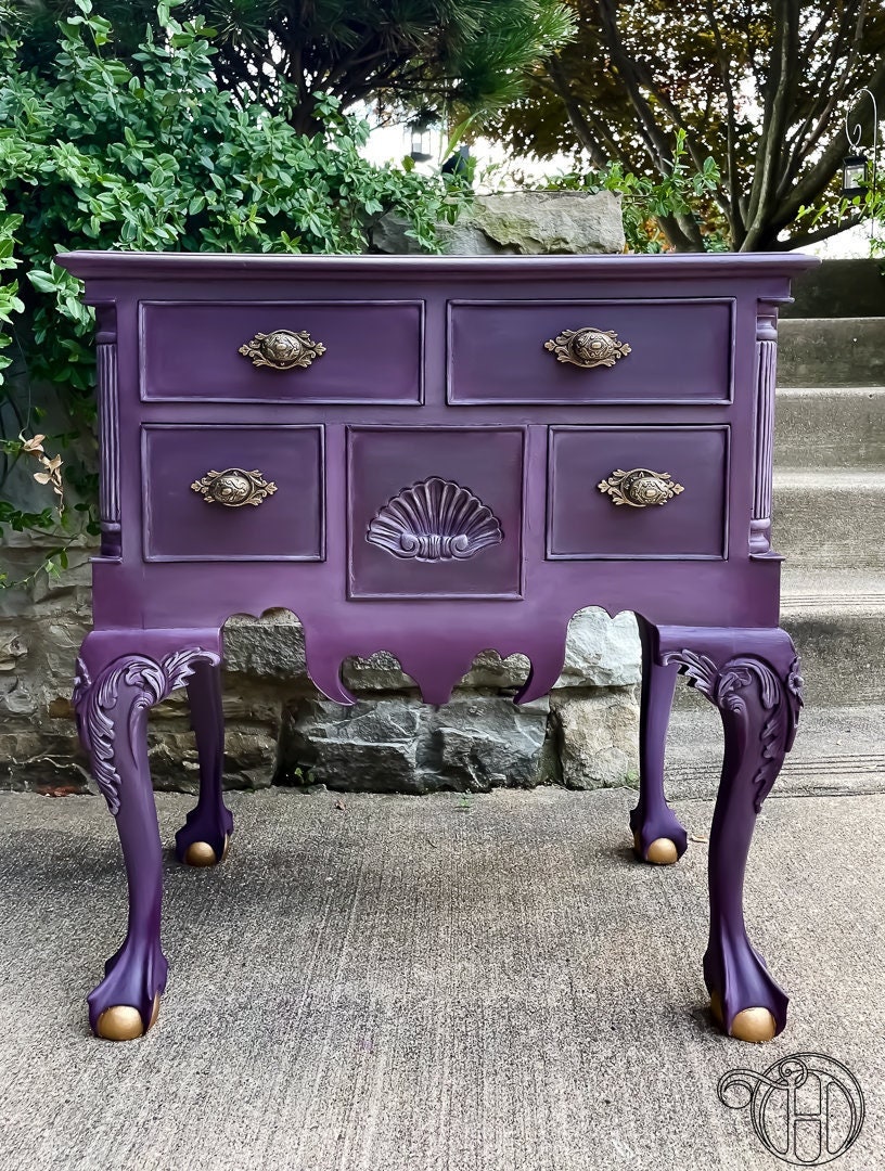 SOLD! IRIS: Shades of Violet Antique Side Table / Custom Piece for ...