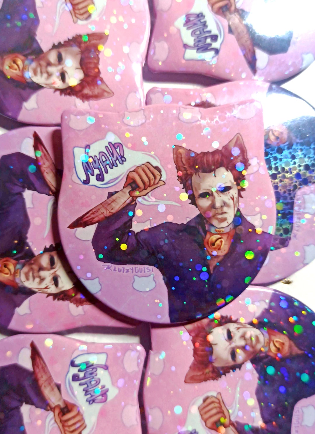 SLASHER CATBOY PIN || Michael Meowers || Halloween Cute Horror Badge ...