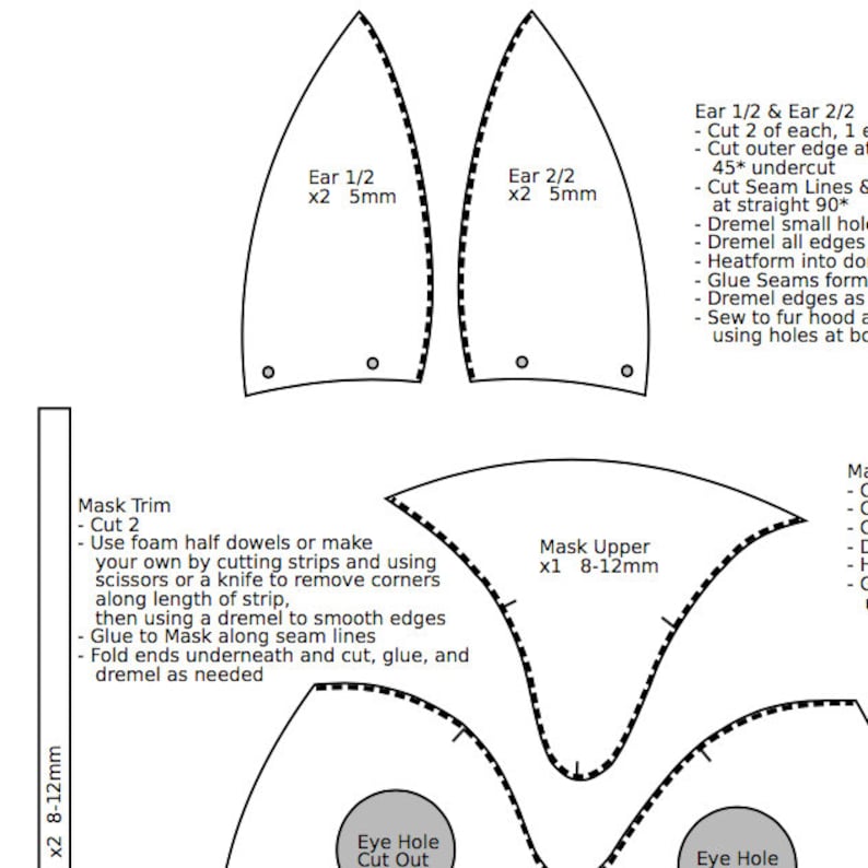 Cosplay Patterns // San Princess Mononoke // EVA Foam Mask | Etsy
