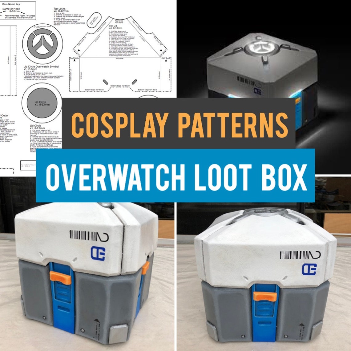 Cosplay Patterns // Overwatch Loot Box Blueprints // EVA Foam Templates ...