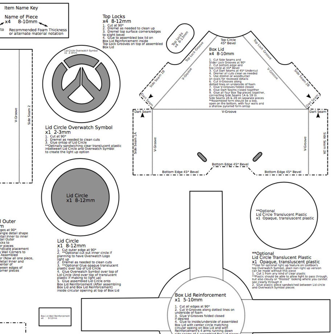 Cosplay Patterns // Overwatch Loot Box Blueprints // EVA Foam Templates ...