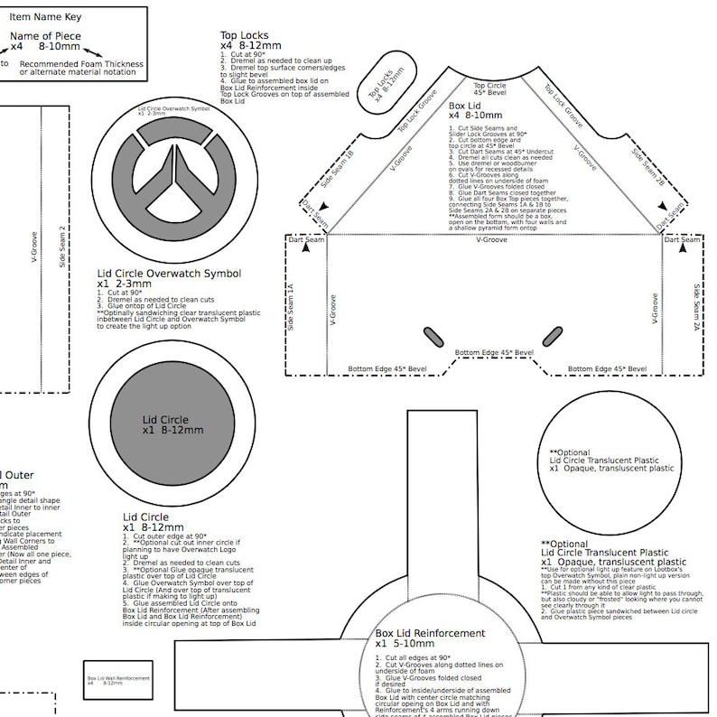 Cosplay Patterns // Overwatch Loot Box Blueprints // EVA Foam Templates ...