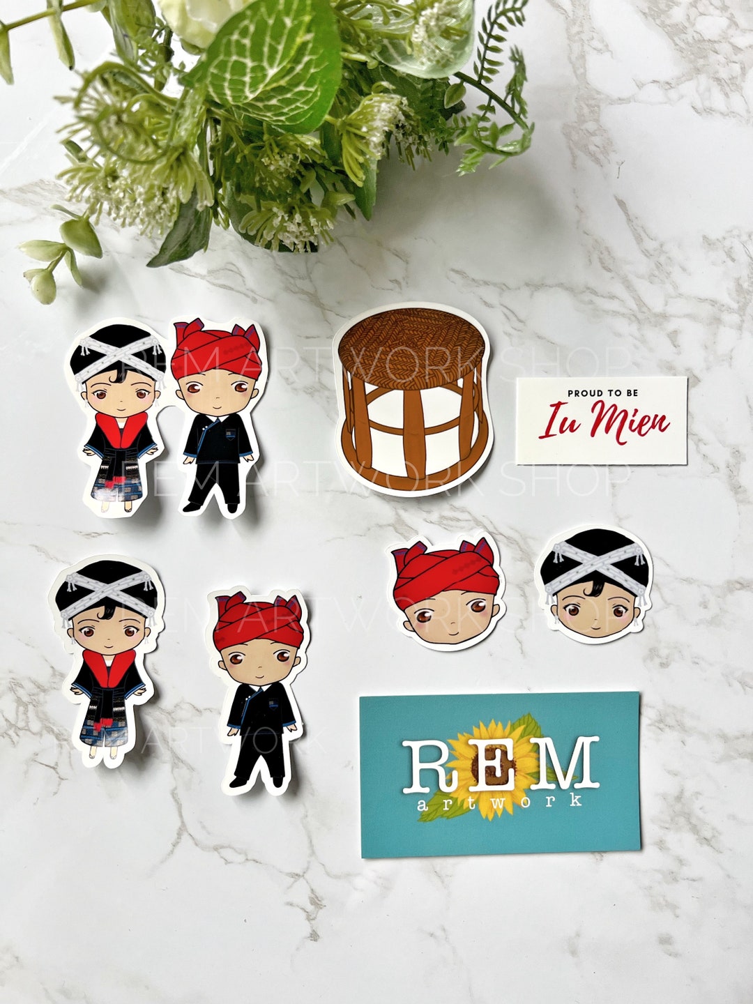 Iu Mien Boy & Girl/ Couple Glossy Vinyl Water Resistant Sticker Set - Etsy