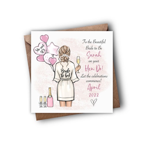 Personalised Hen Night Party Weekend 6X6 Card Bride to Be - Etsy