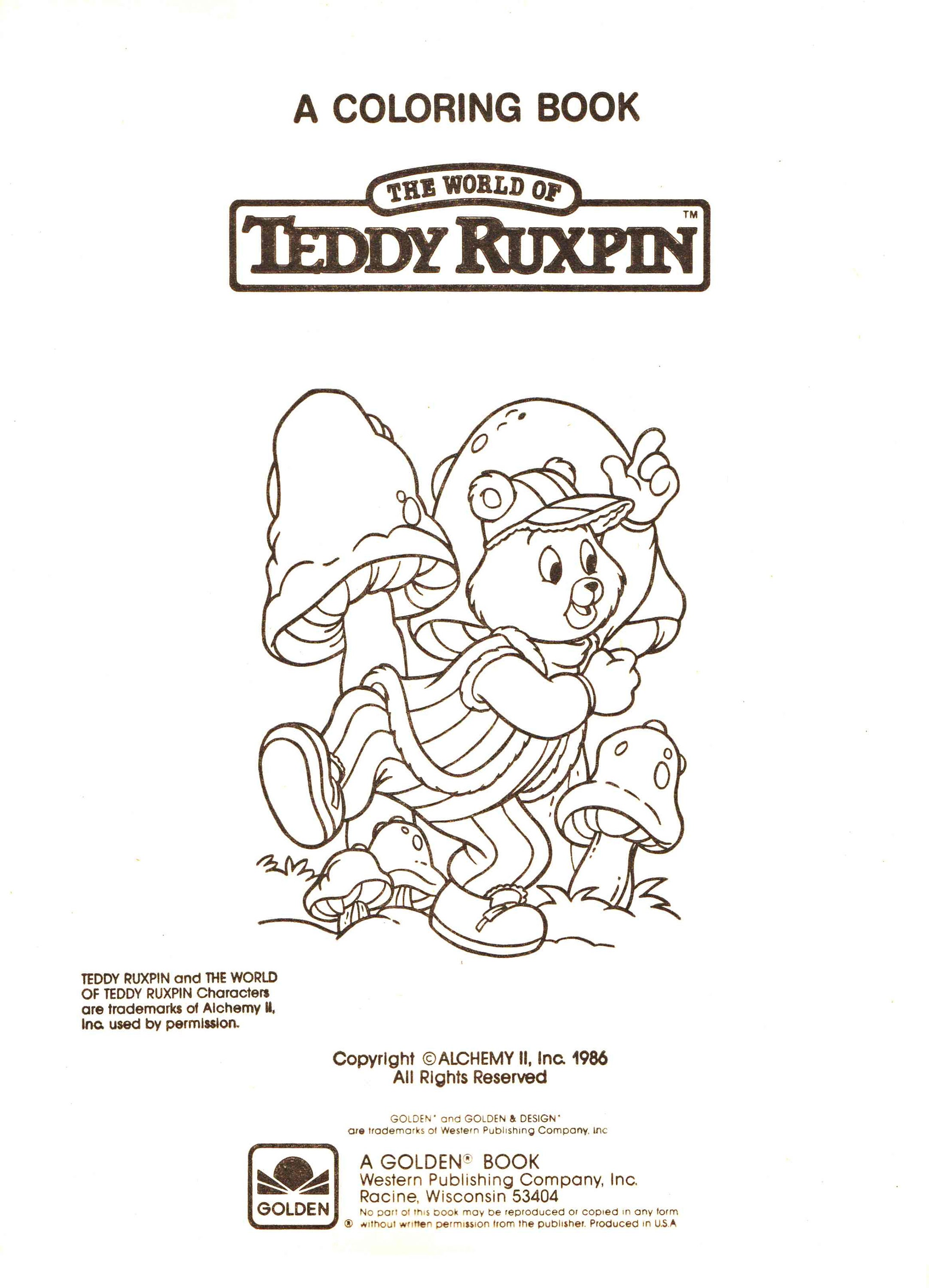 Teddy Ruxpin Coloring Book PDF Digital File Download | Etsy