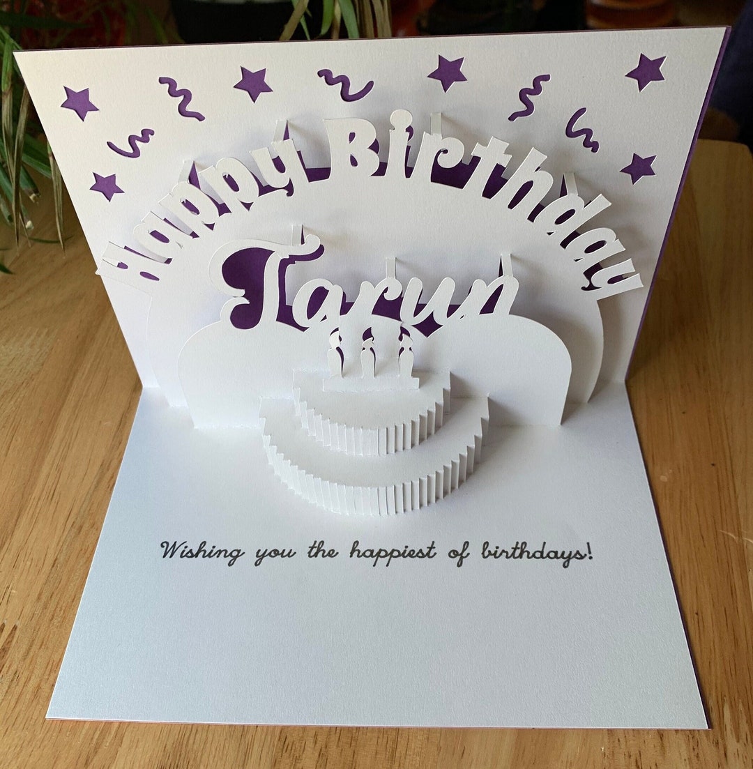 Personalized 3D Pop up Cake Card for Birthday With Name and Age. Make ...