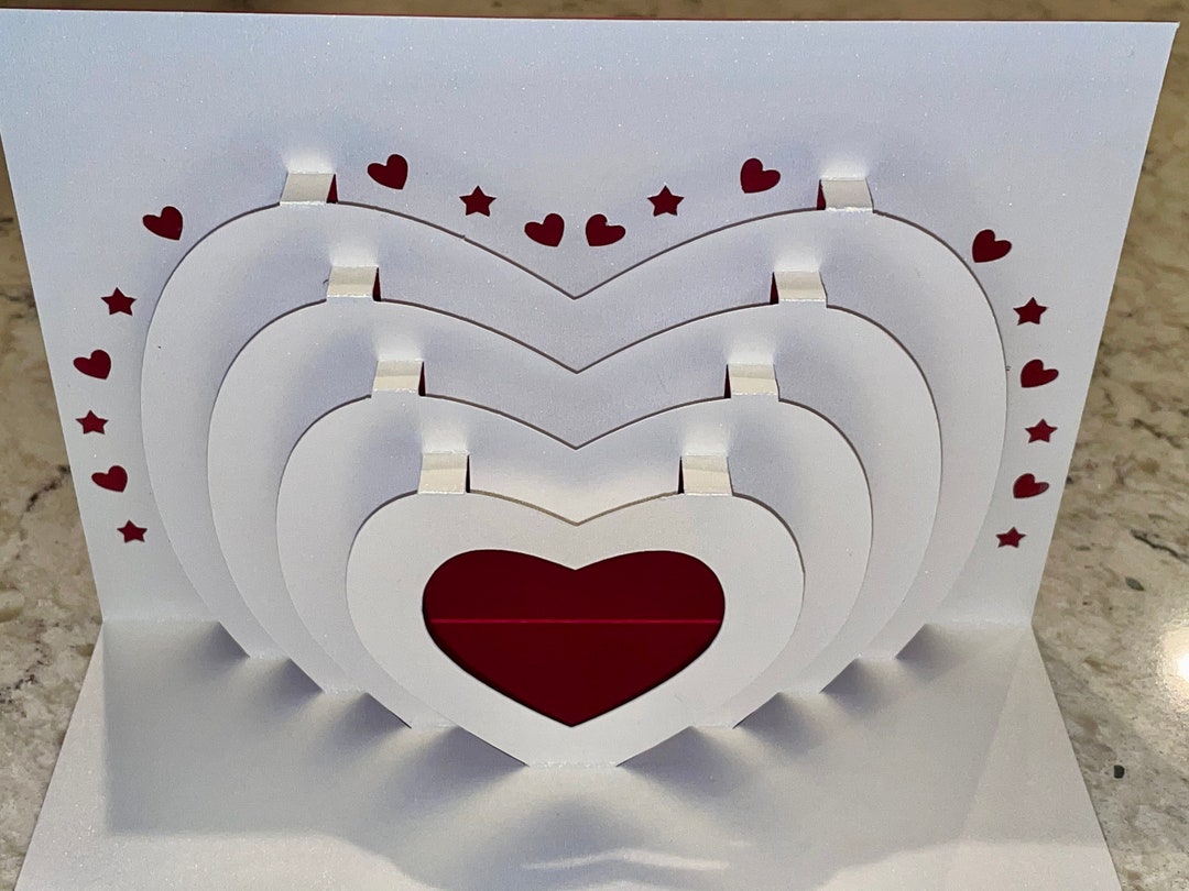 Heart Shaped 3D Pop up Card for Valentine's Day, Mother's Day ...