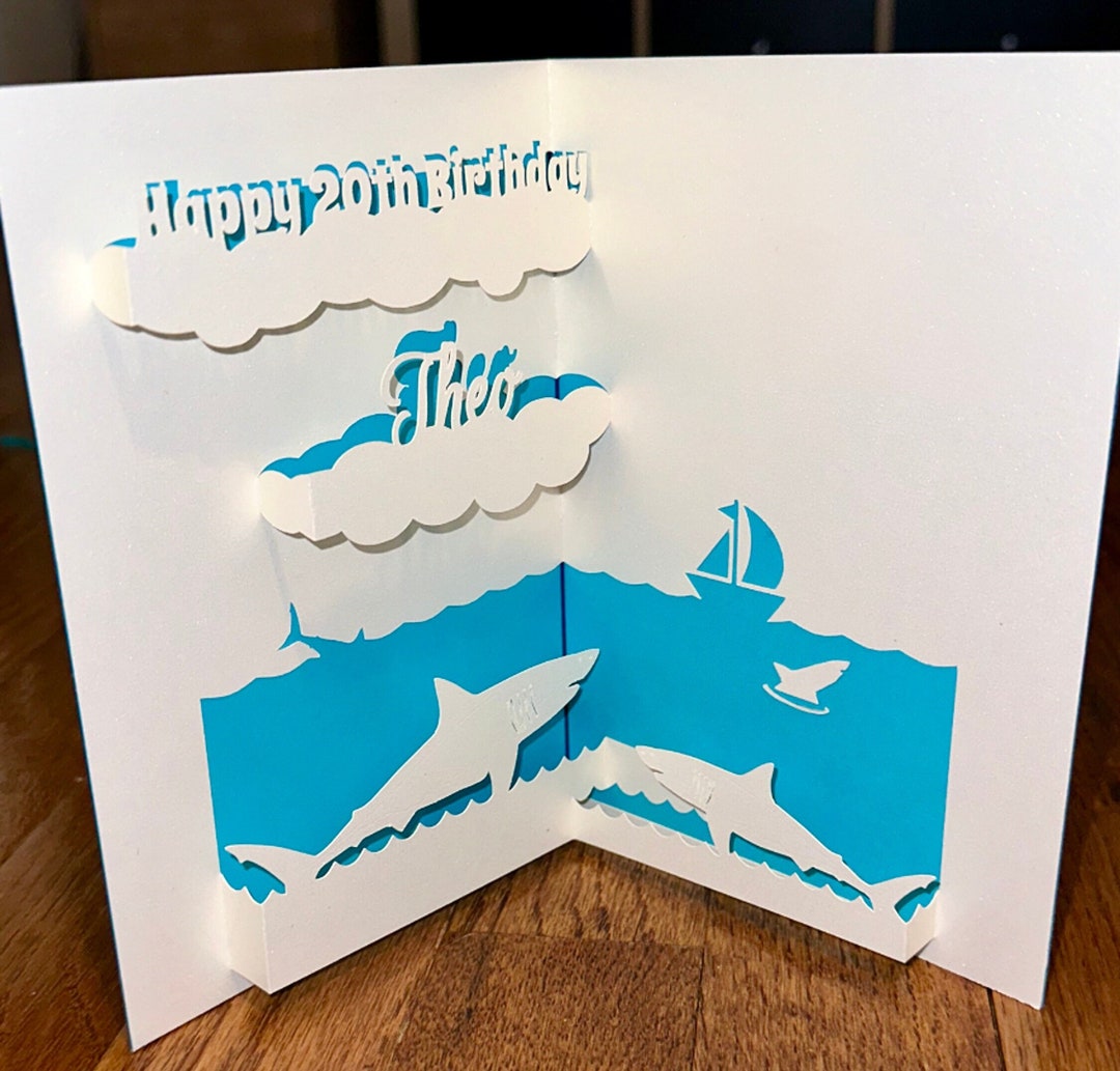 Personalized 3D Shark Pop-up Card for Birthday With Name and Age. Make ...